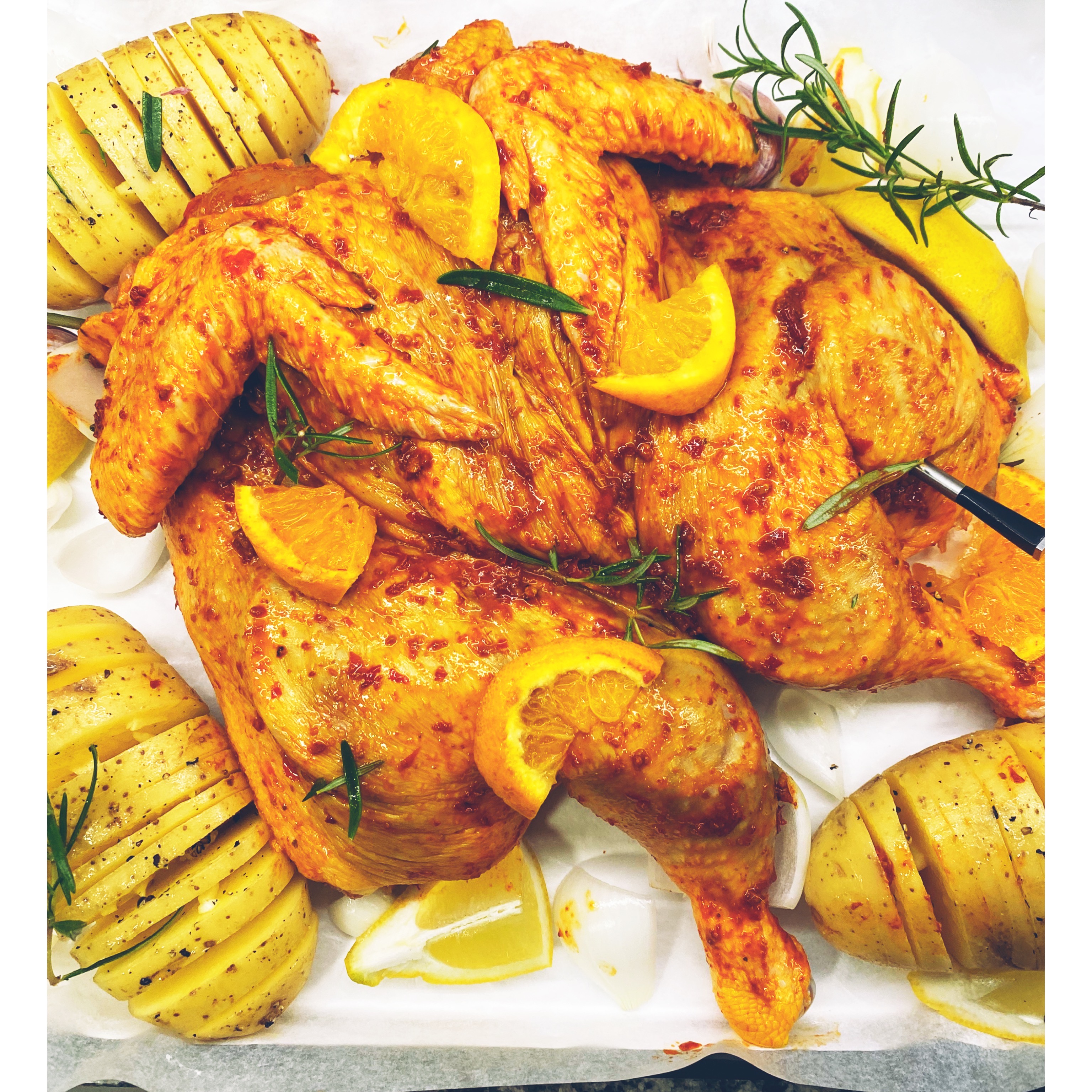 Pollo con Mojo picón, naranja y miel con Thermomix® y MEATER - Carnes y ...